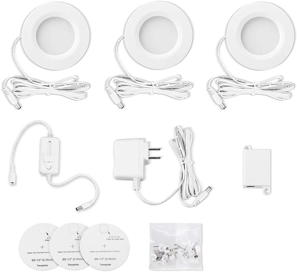 Lagom Lighting Dimmable LED Puck Lights Kit, Recessed or Surface Mount ...